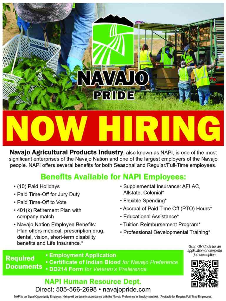 NAPI is NOW HIRING – Navajo Agricultural Products Industry